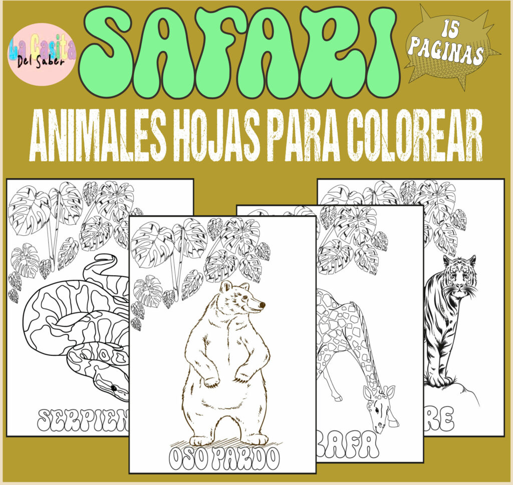 Safari Selva Animales Hojas para colorear|Safari Jungle Coloring Pages ...