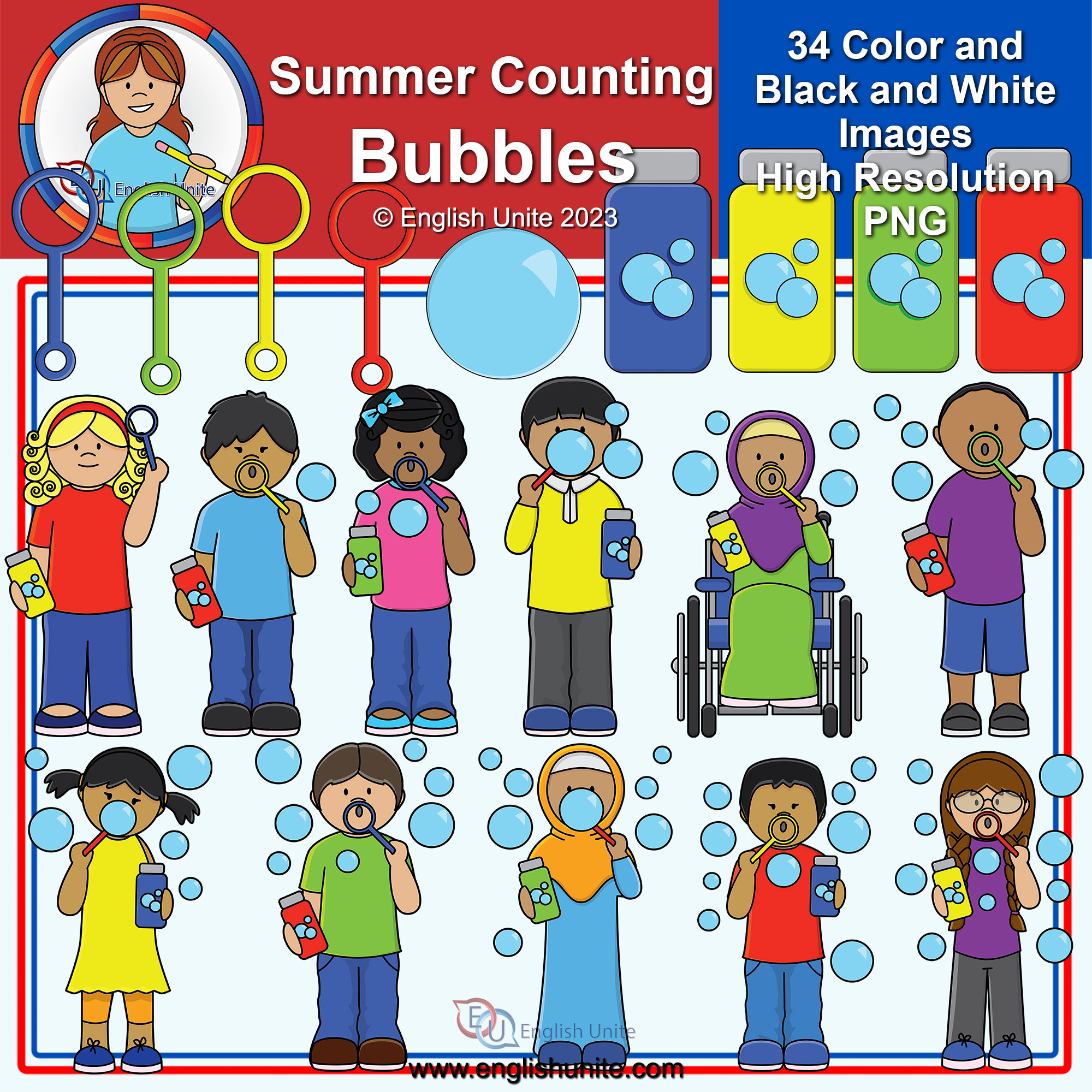 Clip Art - Summer Counting Bubbles | Made By Teachers