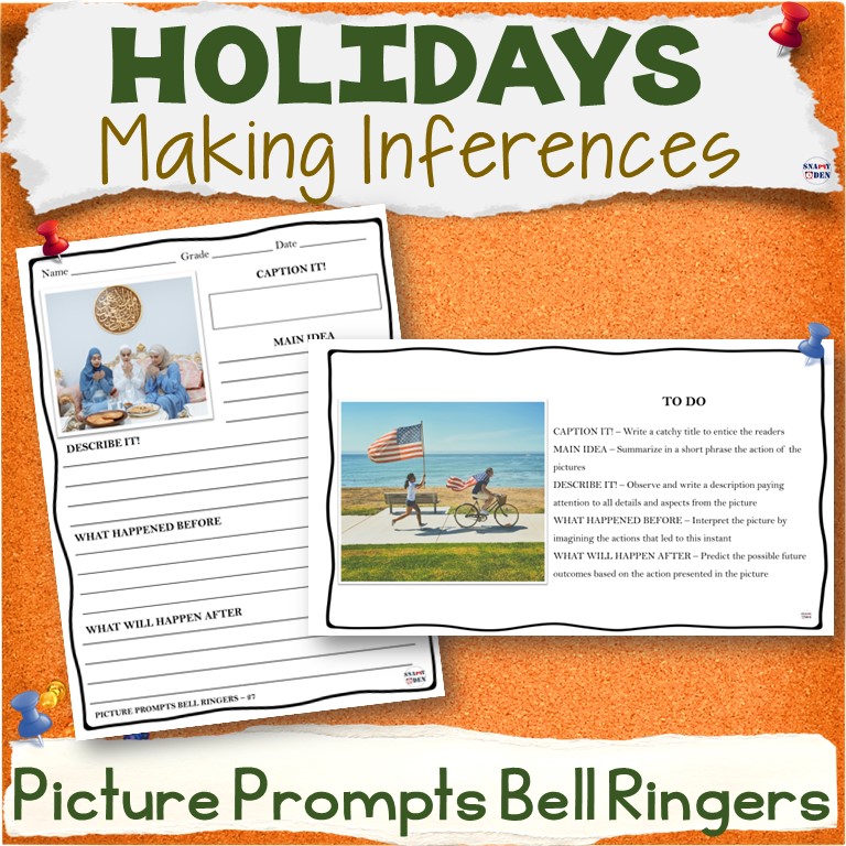 Making Inferences Holidays Pictures Writing Prompts - Print and Digital ...