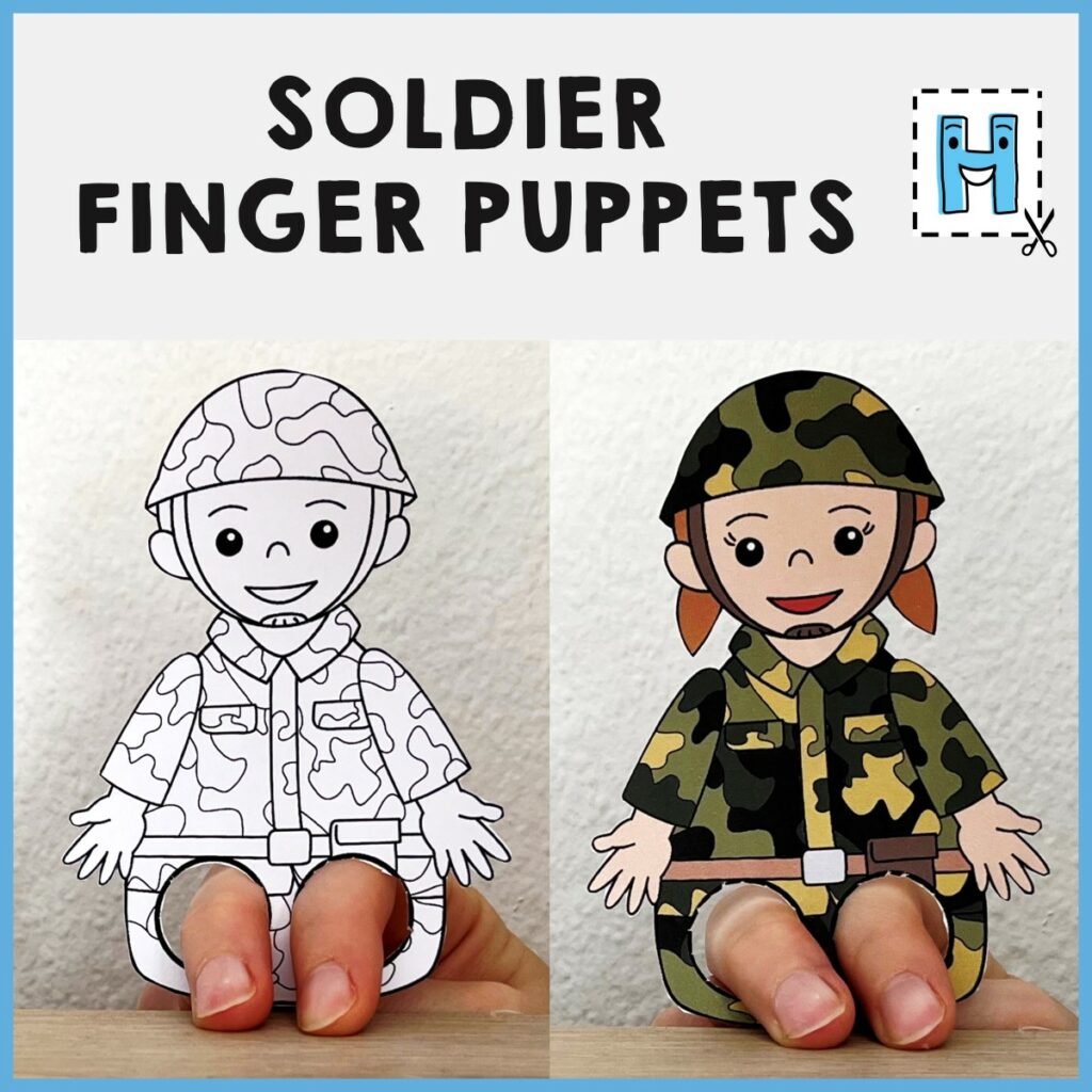 Soldier Finger Puppet Printable Worker Career Coloring Paper Craft ...