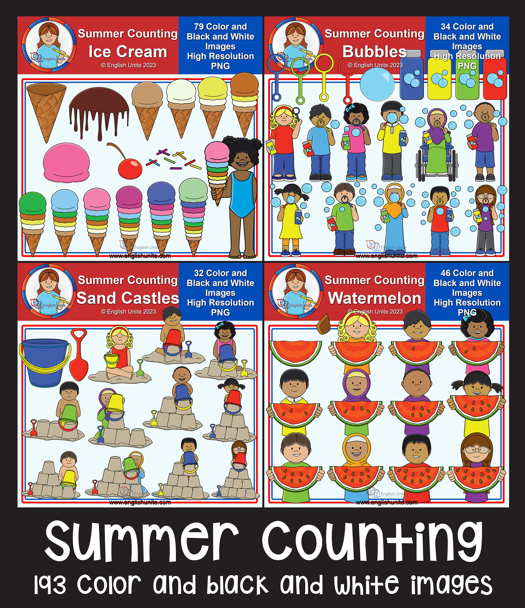 Clip Art - Summer Counting Bundle | Made By Teachers