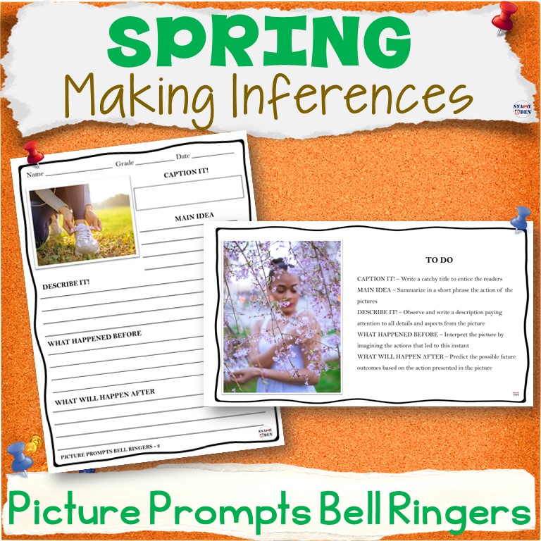 Making Inferences Spring Pictures Writing Prompts - Print and Digital ...