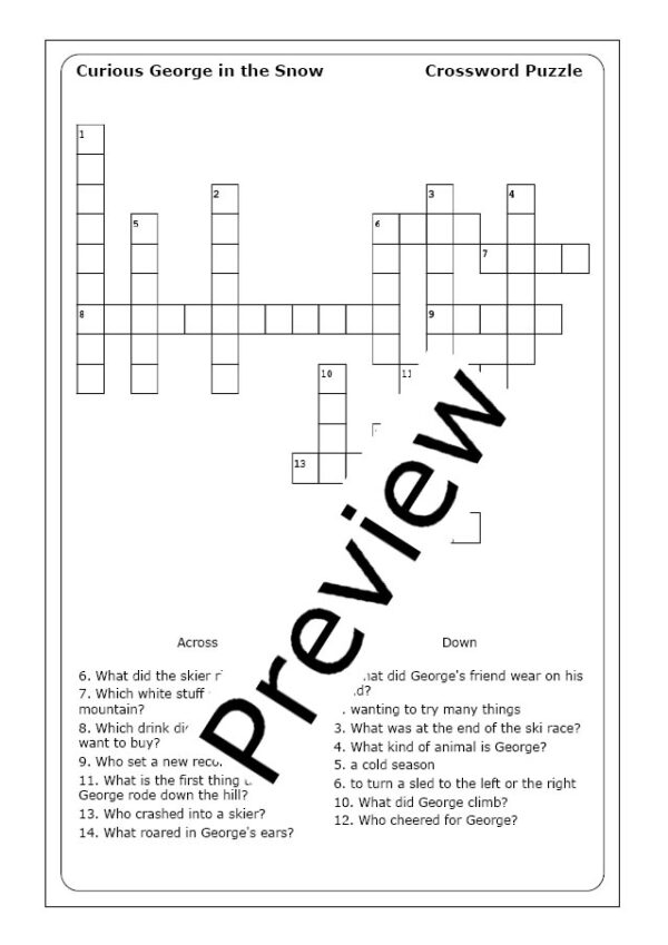 "Curious George in the Snow" worksheets | Made By Teachers