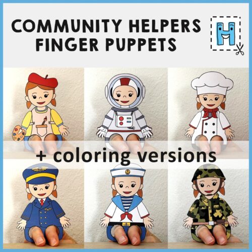 Community Helpers Finger Puppets Career Day Printable Coloring Craft ...