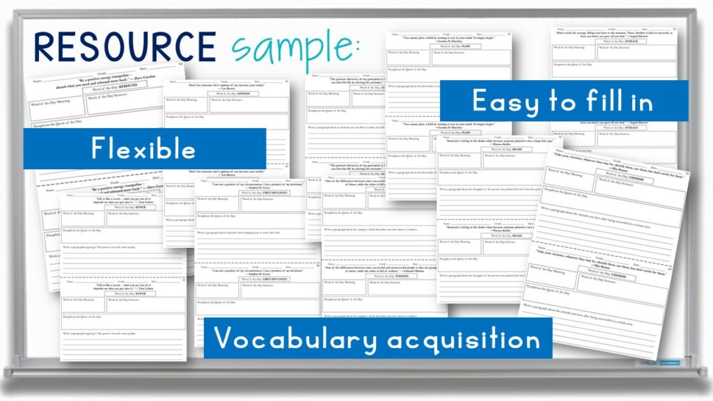 Quote of the Day Morning Work - Success and Failure Warm-ups - Print ...