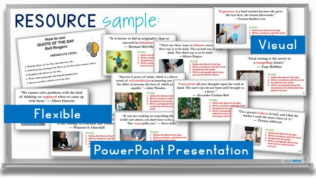 Quote of the Day Morning Work - Success and Failure Warm-ups - Print ...