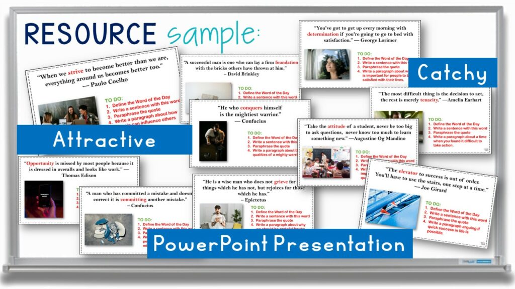 Quote of the Day Morning Work - Success and Failure Warm-ups - Print ...