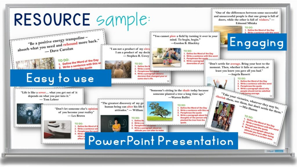 Quote of the Day Morning Work - Success and Failure Warm-ups - Print ...