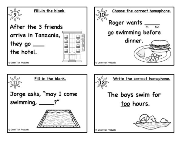 Homophone Task Cards To, Too, & Two Safari | Made By Teachers
