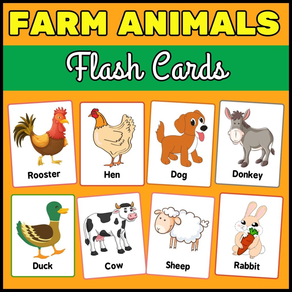 Farm Animals Flashcards Bundle - Vocabulary & Numbers 1-20 Flash Cards ...