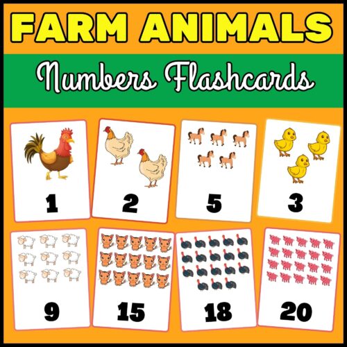 Farm Animals Flashcards Bundle - Vocabulary & Numbers 1-20 Flash Cards ...