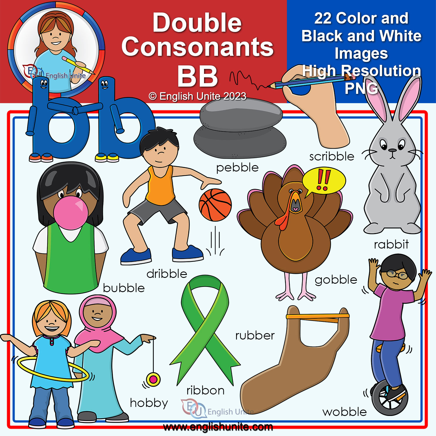 Clip Art - Double Consonants BB | Made By Teachers