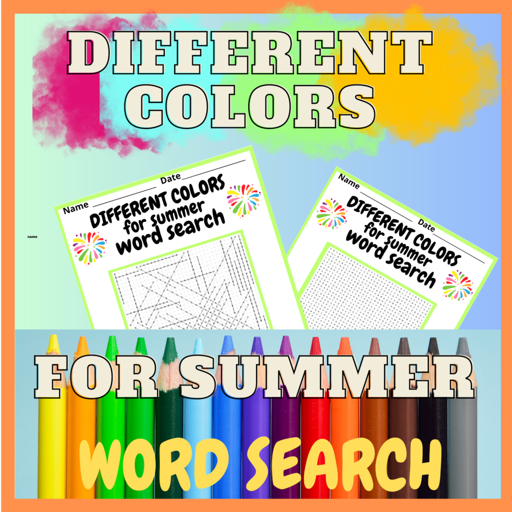 DIFFERENT COLORS FOR SUMMER WORD SEARCH Middle School Fun Activity ...