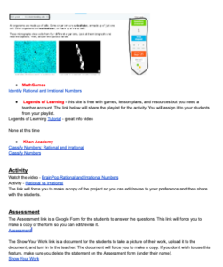Complete Online Distance Learning 8th Math Classify Real Numbers PA.N.1 ...