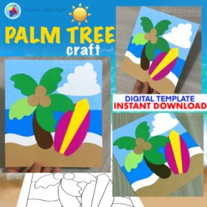 Palm Tree Surfboard Craft End Year Summer Sea Ocean Beach Day Vacation ...
