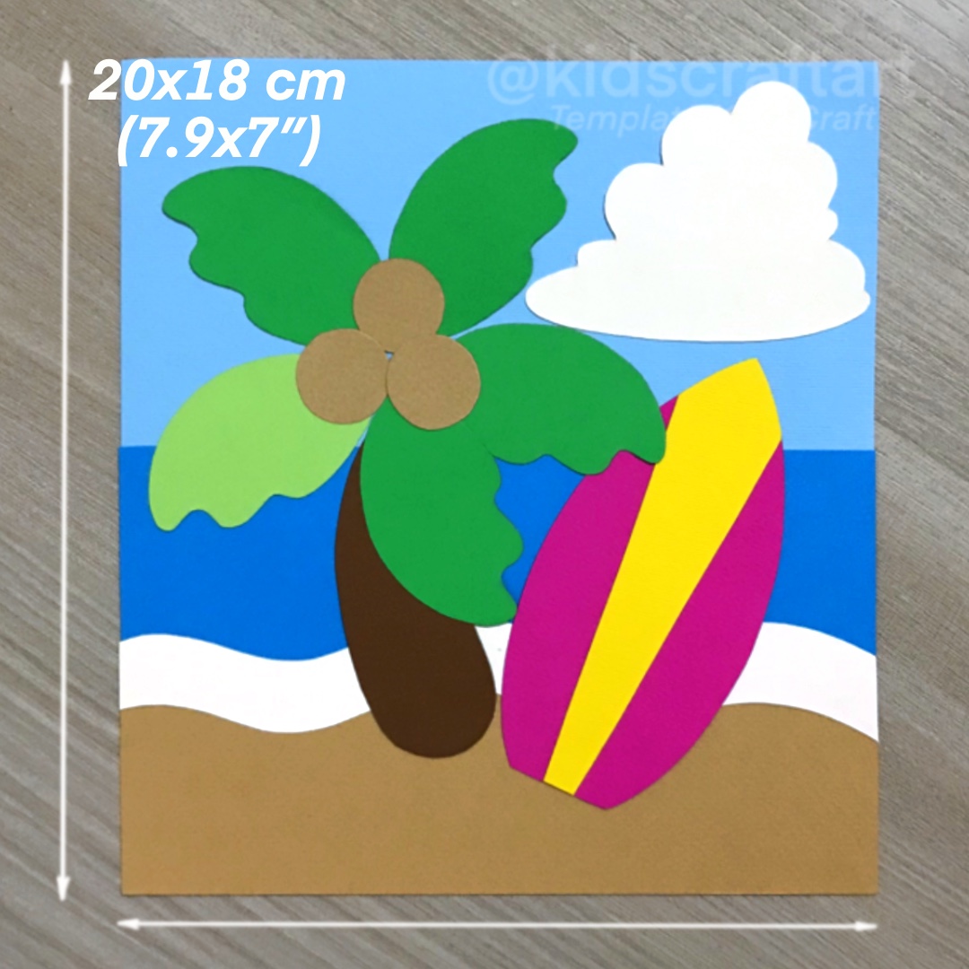 Palm Tree Surfboard Craft End Year Summer Sea Ocean Beach Day Vacation ...