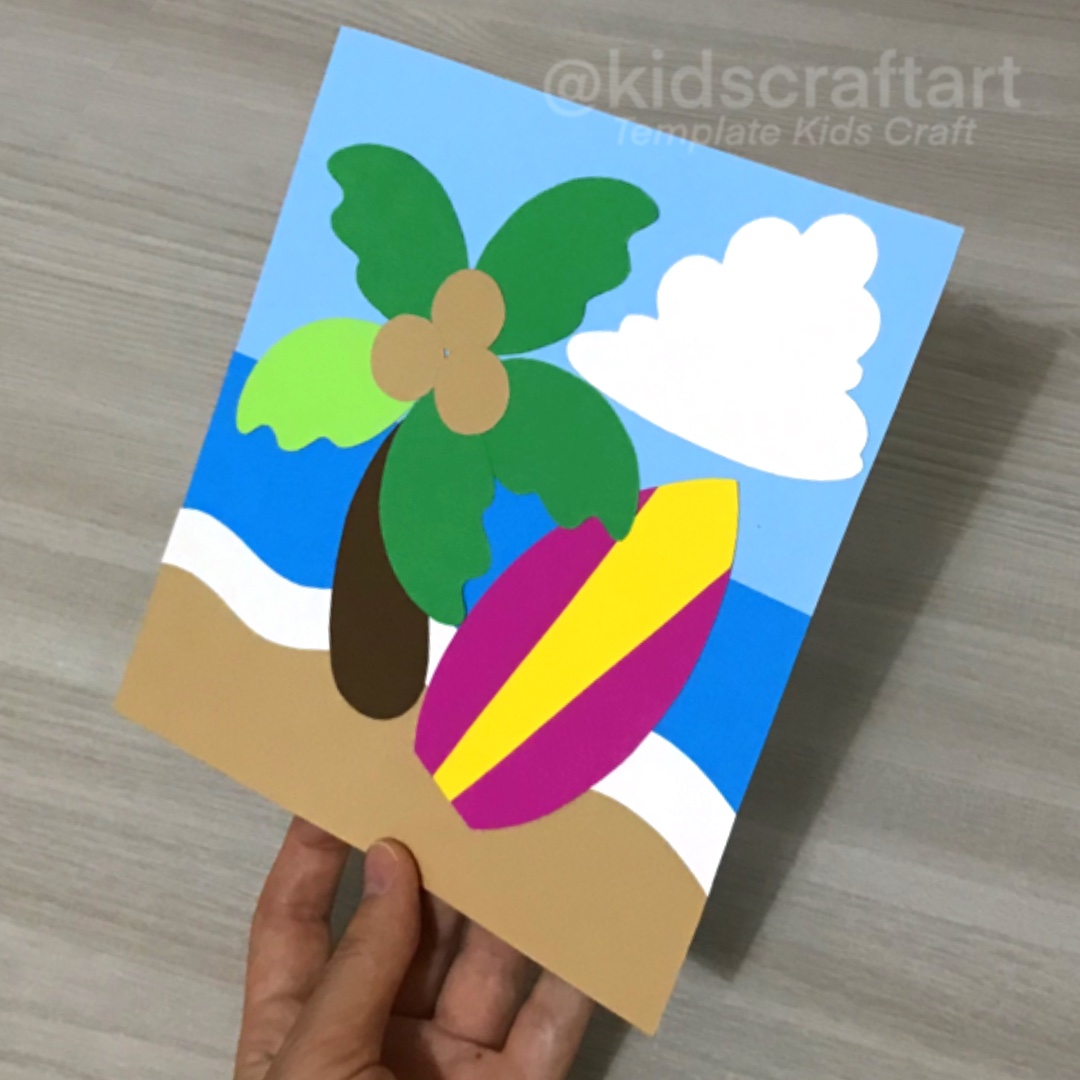 Palm Tree Surfboard Craft End Year Summer Sea Ocean Beach Day Vacation ...
