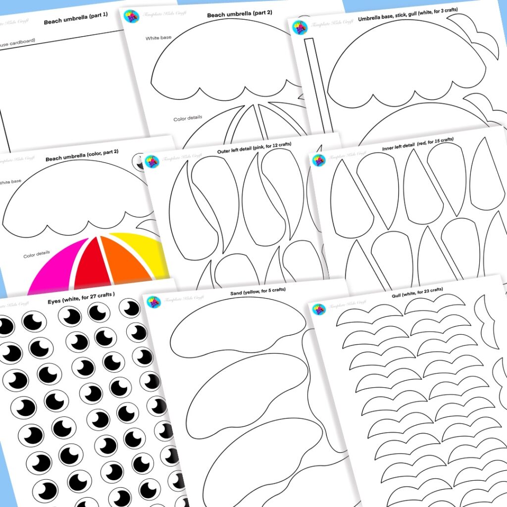 Beach Umbrella Craft End Year Summer Sea Starfish Gull Ocean Beach Day ...