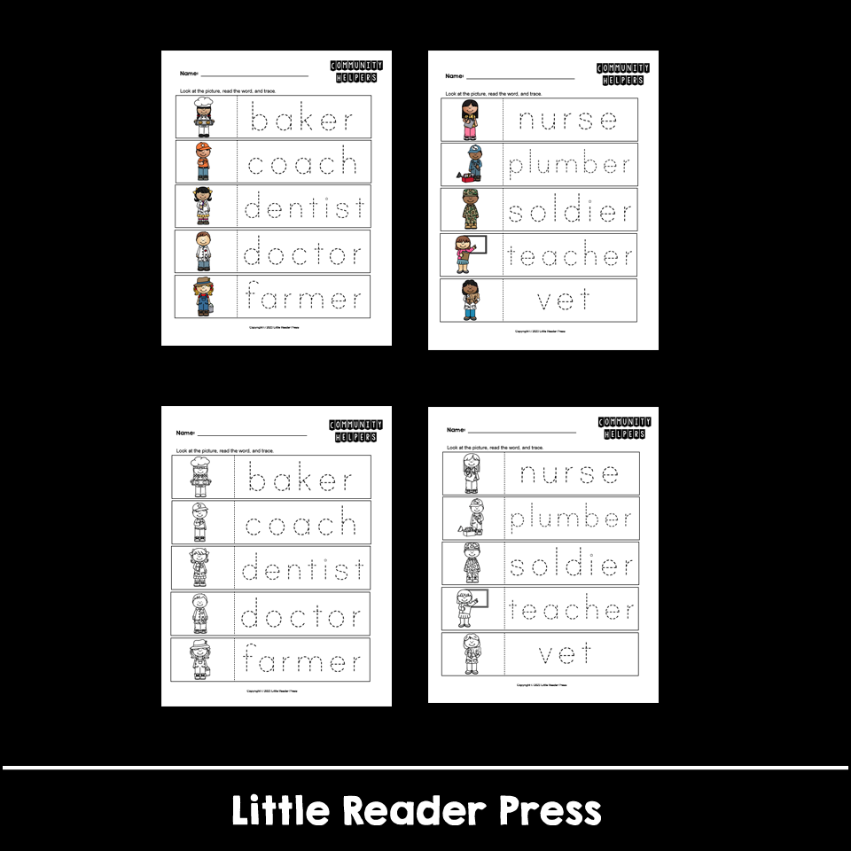 Community Helpers Trace the Words Worksheets | Made By Teachers