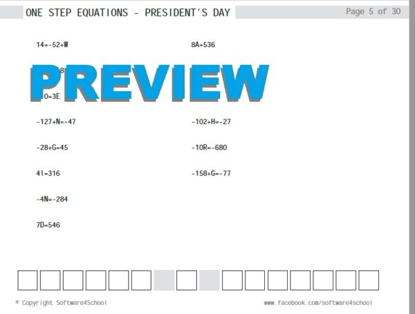 ONE STEP EQUATIONS - PRESIDENT'S DAY WORKSHEETS | Made By Teachers