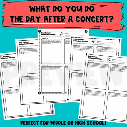 8 Post Choir Concert Reflection Critique Worksheets & Self Assessment ...