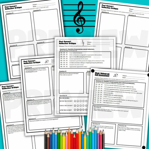 8 Post Choir Concert Reflection Critique Worksheets & Self Assessment ...