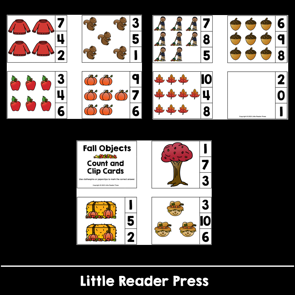 Fall Objects 0-10 Count and Clip Cards | Made By Teachers