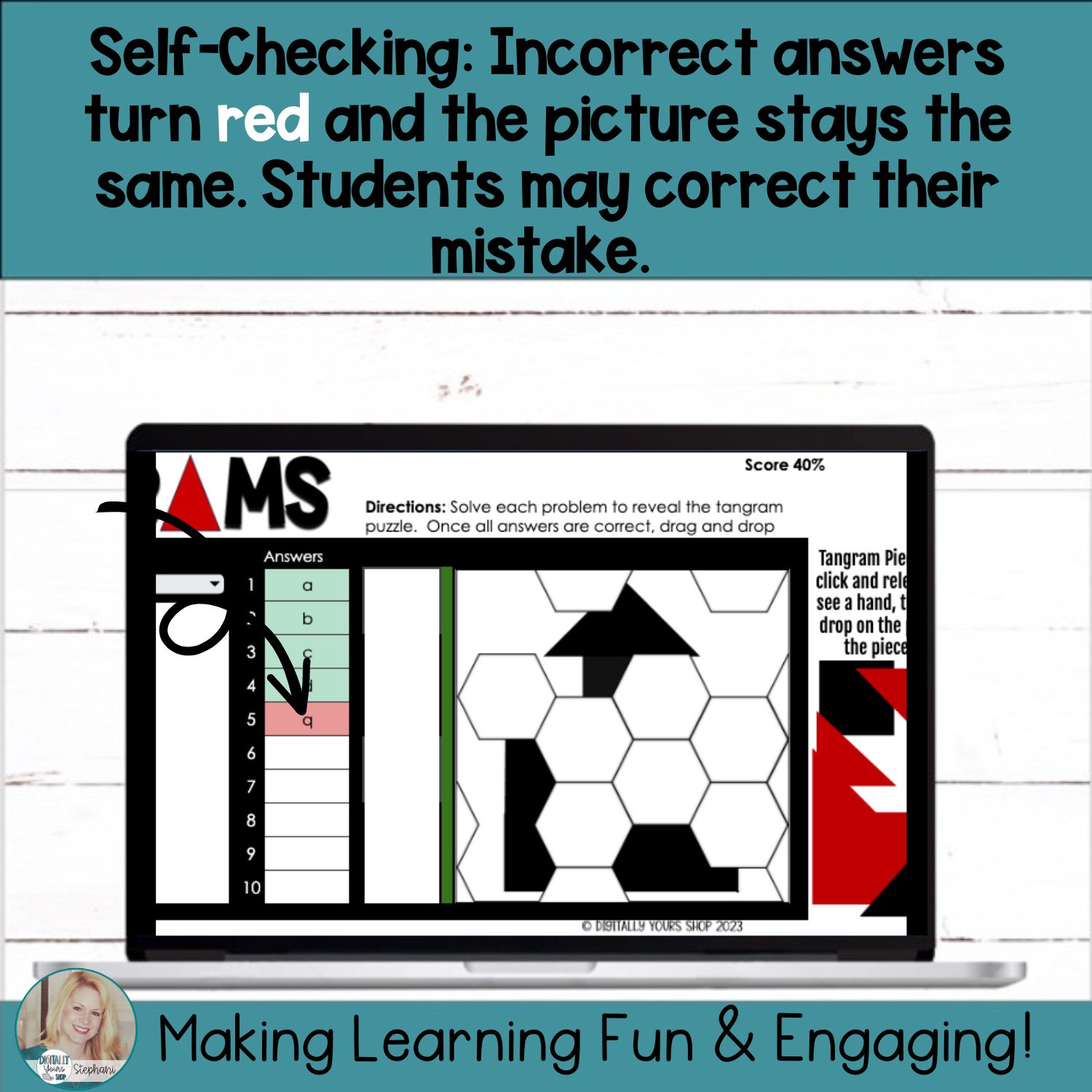 Editable Self-Checking Tangram Task Card Digital Resource Template Vol ...