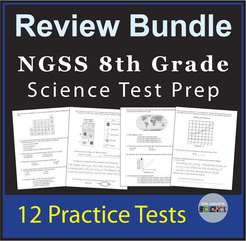 8th Grade Science Test Prep NGSS Independent Work and Practice Tests ...