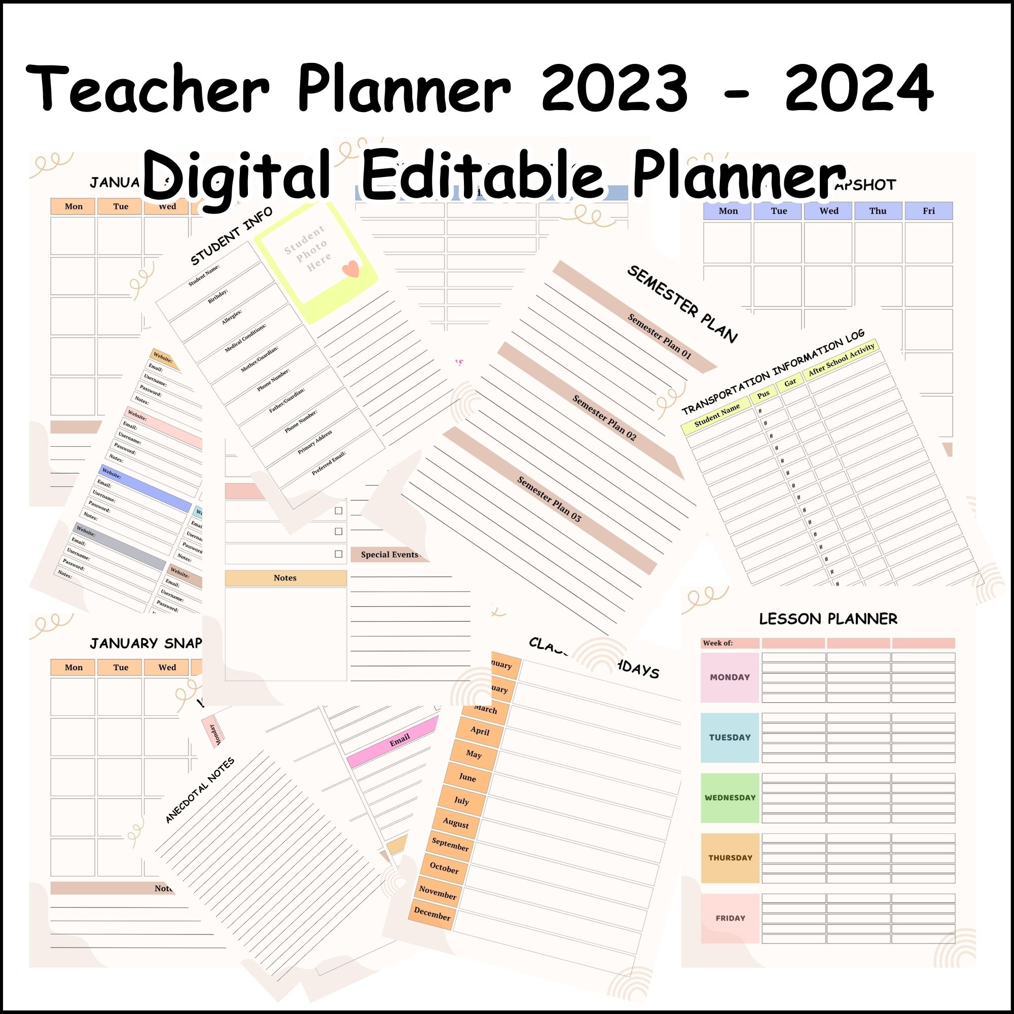 Teacher Planner 2023 - 2024 Digital Editable Planner | Made By Teachers