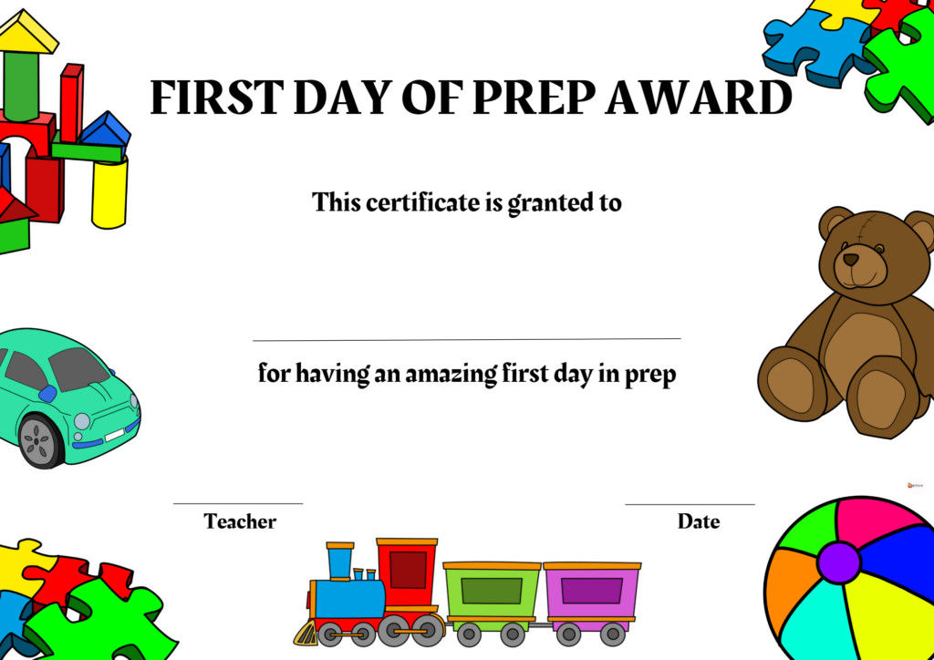 First Day of Prep Award Certificate Editable | Made By Teachers