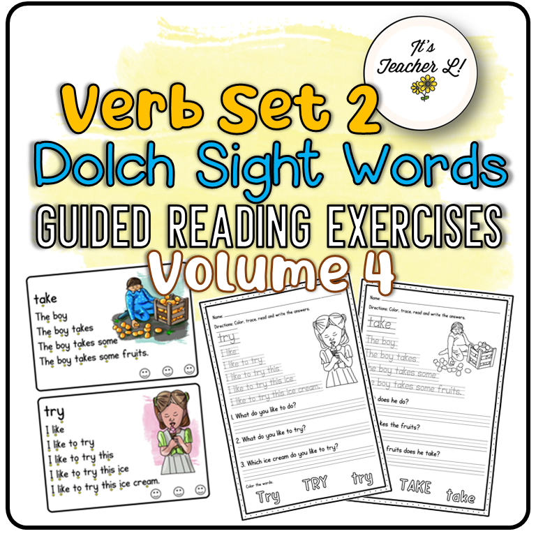 Guided Reading Verb 2 Dolch Sight Words Practice Task Cards and ...