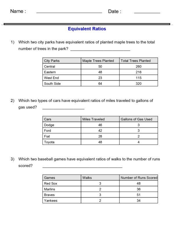Ratio Worksheets - Equivalent Ratio Worksheets - Master ratios - Made ...