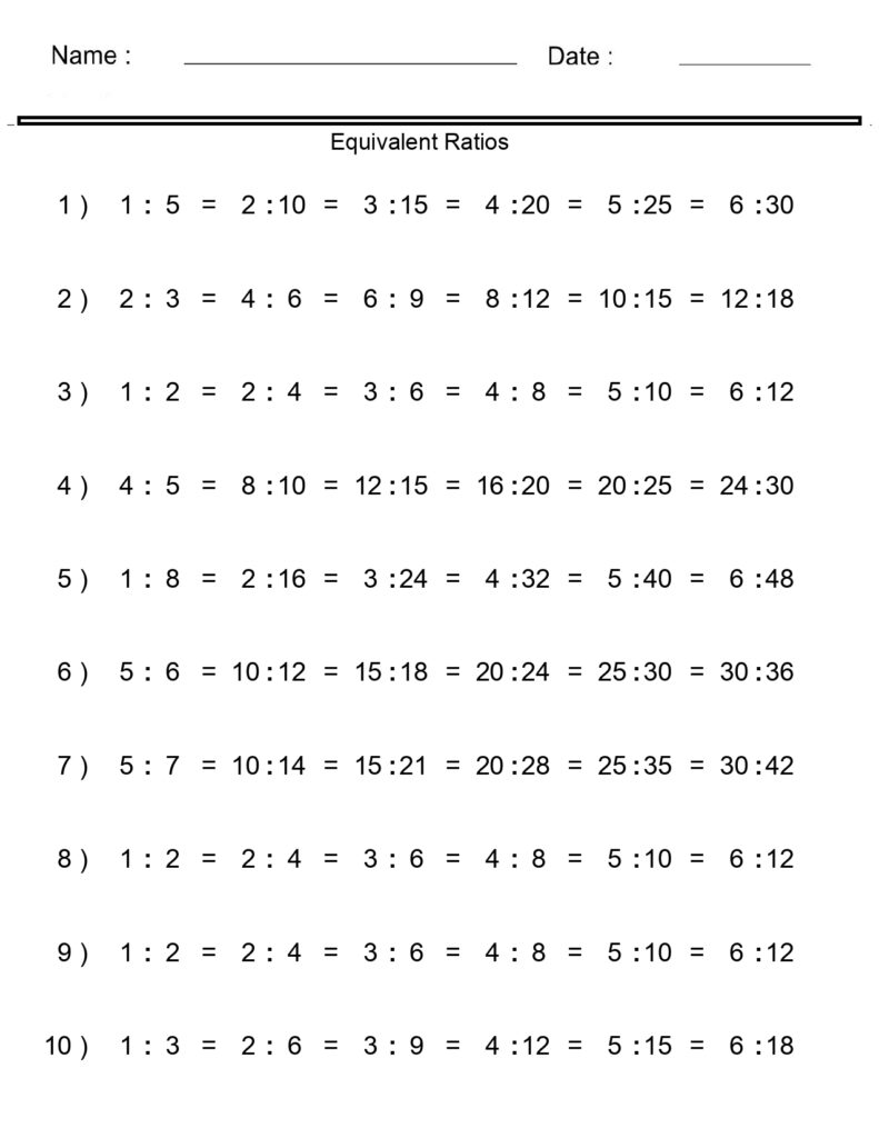 Ratio Worksheets - Rows of Equivalent Ratio Worksheets | Made By Teachers
