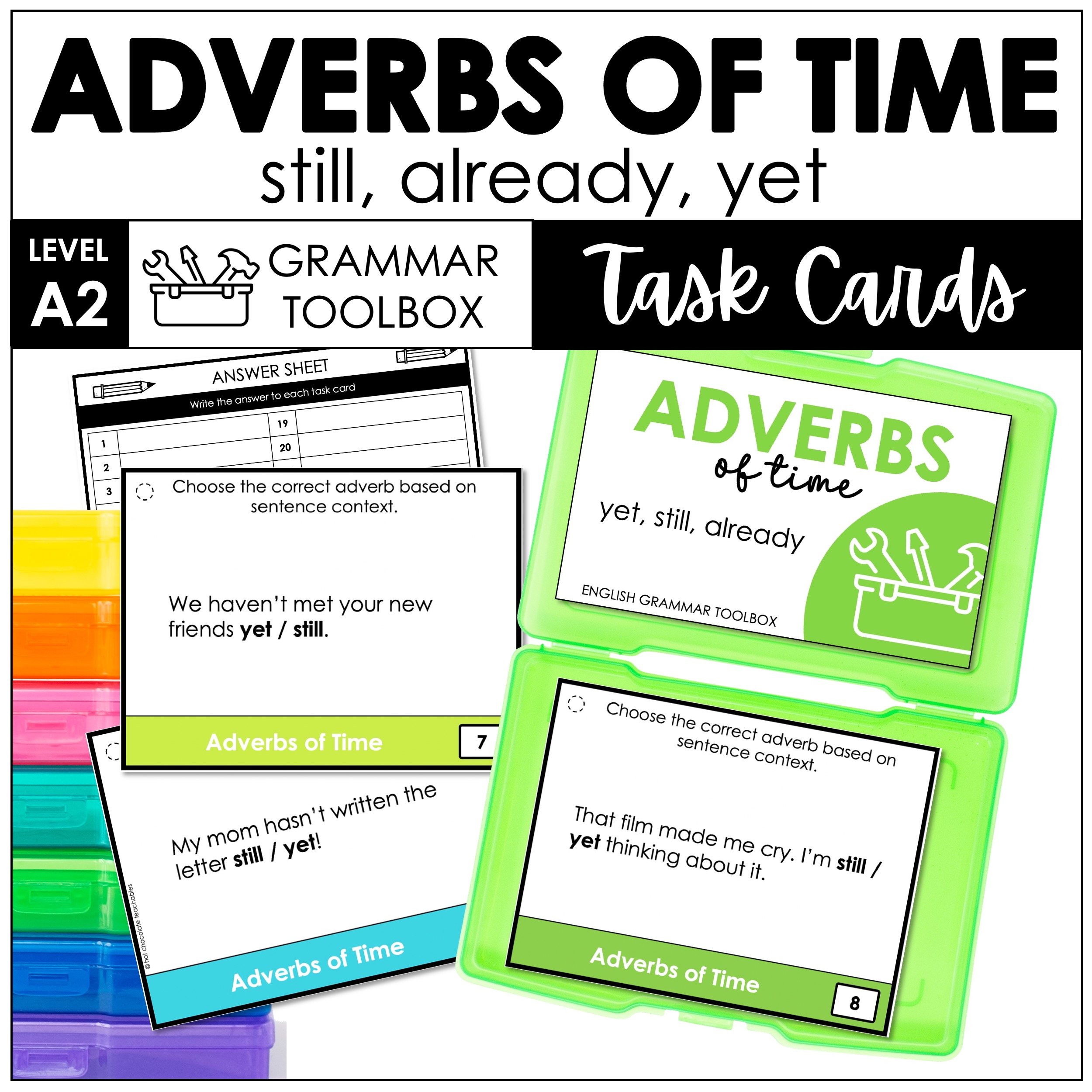 Adverbs of Time Task Cards | YET, STILL, ALREADY | Parts of Speech Task ...