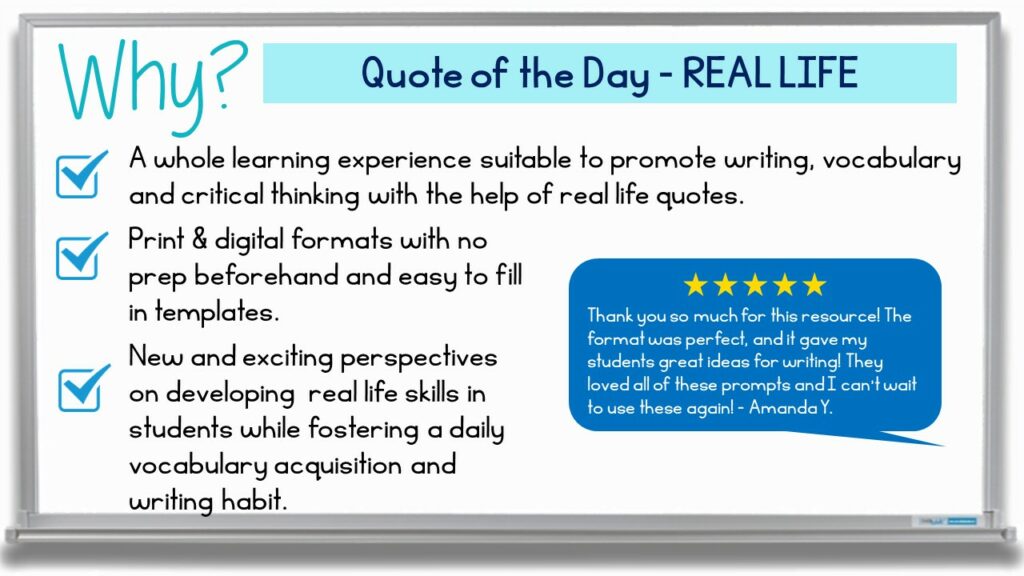 Quote of the Day Morning Work - Real Life Bell Ringers | Made By Teachers