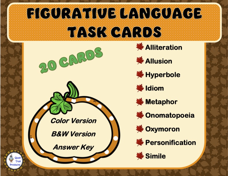 Figurative Language Task Cards - Autumn Theme | Made By Teachers