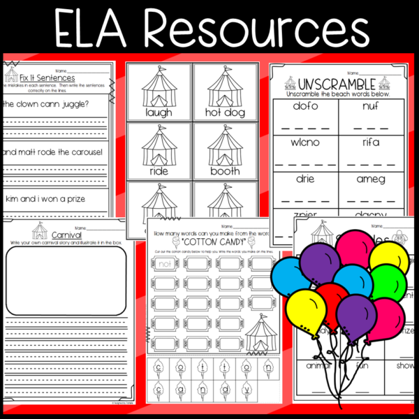 Carnival Day Themed Activities and Worksheets: End of Year Review ...