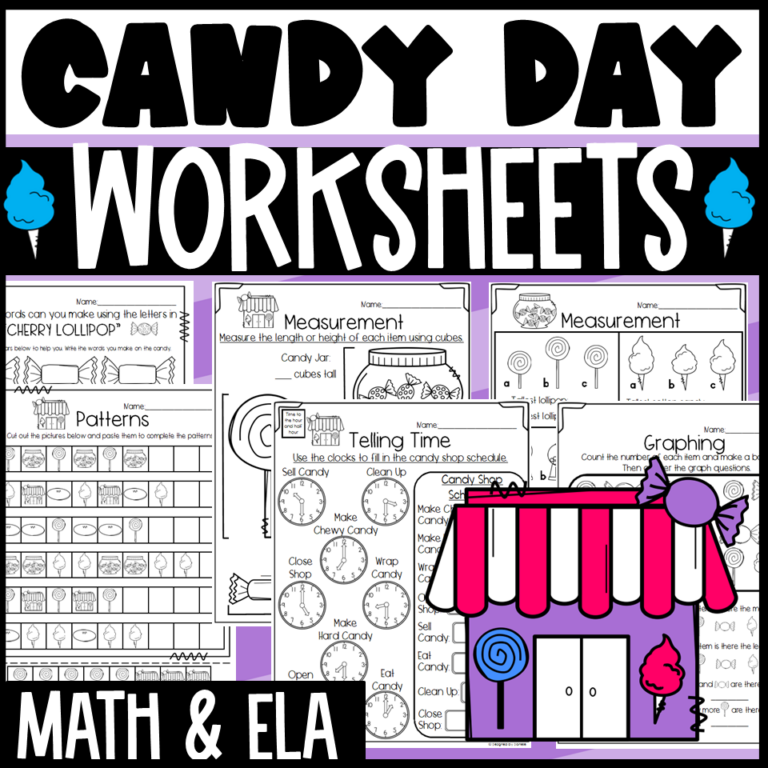 Candy Day Themed Activities and Worksheets: End of the Year Review ...