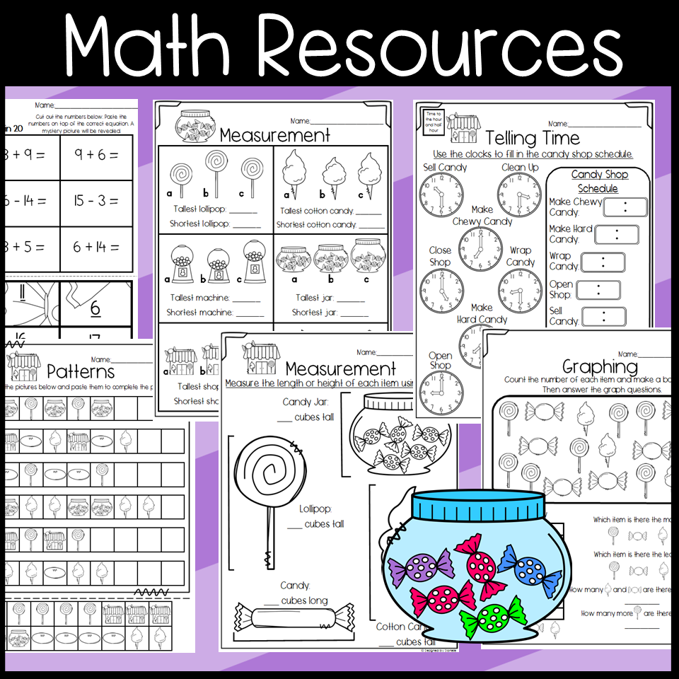 Candy Day Themed Activities and Worksheets: End of the Year Review ...