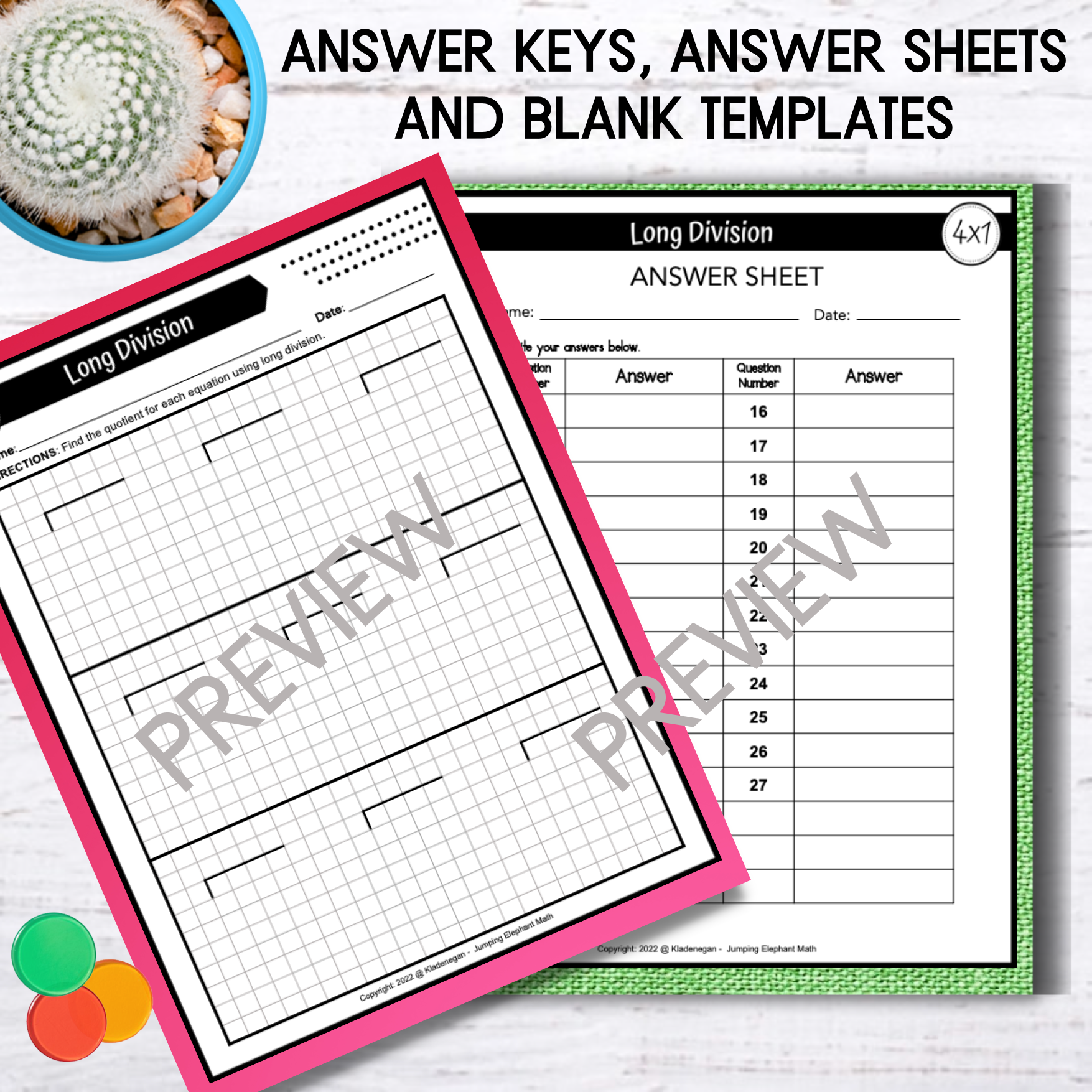 4 Digit by 1 Digit Long Division Worksheets With and Without remainders ...
