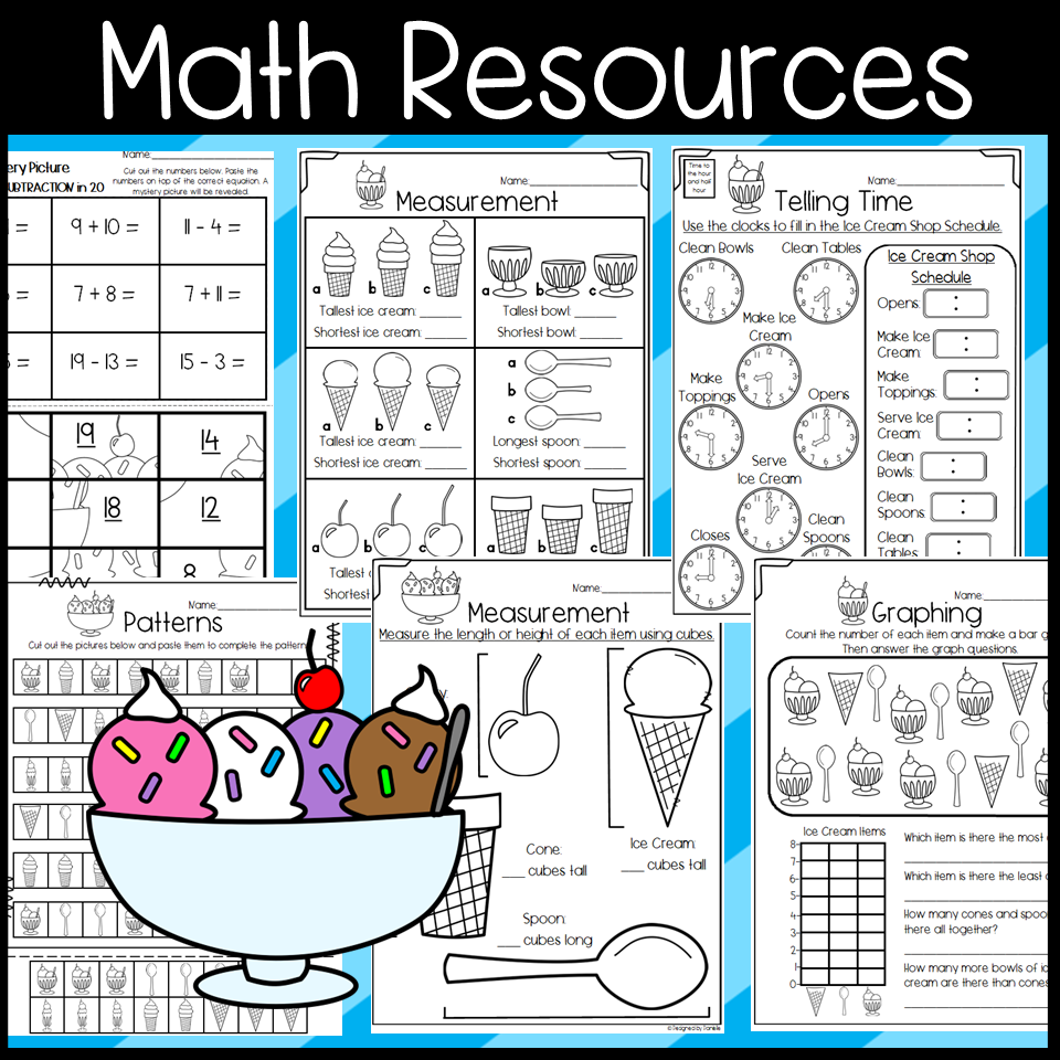 Ice Cream Day Themed Activities and Worksheets: End of the Year Review ...