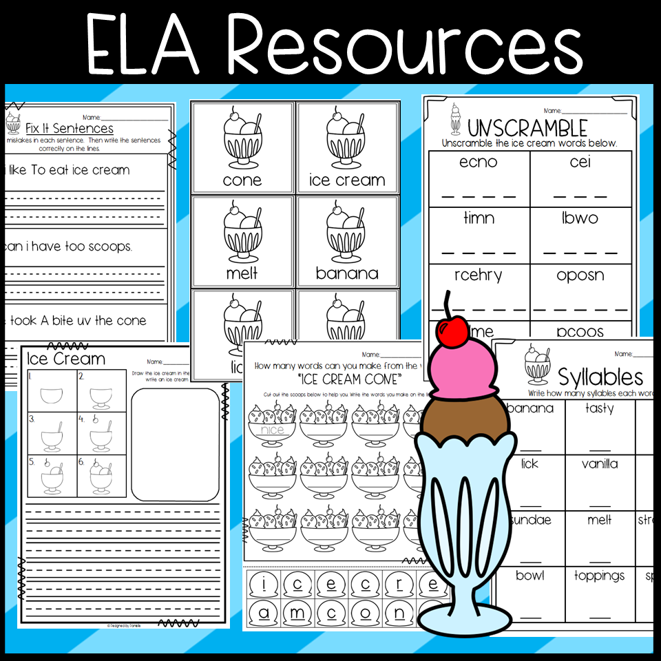 Ice Cream Day Themed Activities and Worksheets: End of the Year Review ...