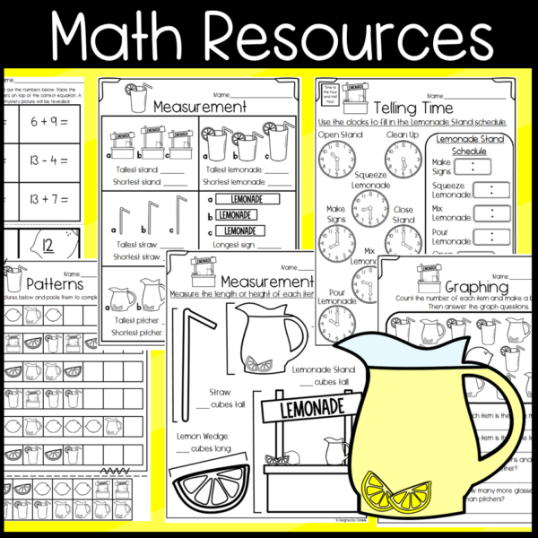 Lemonade Day Themed Activities and Worksheets: End of Year Review ...