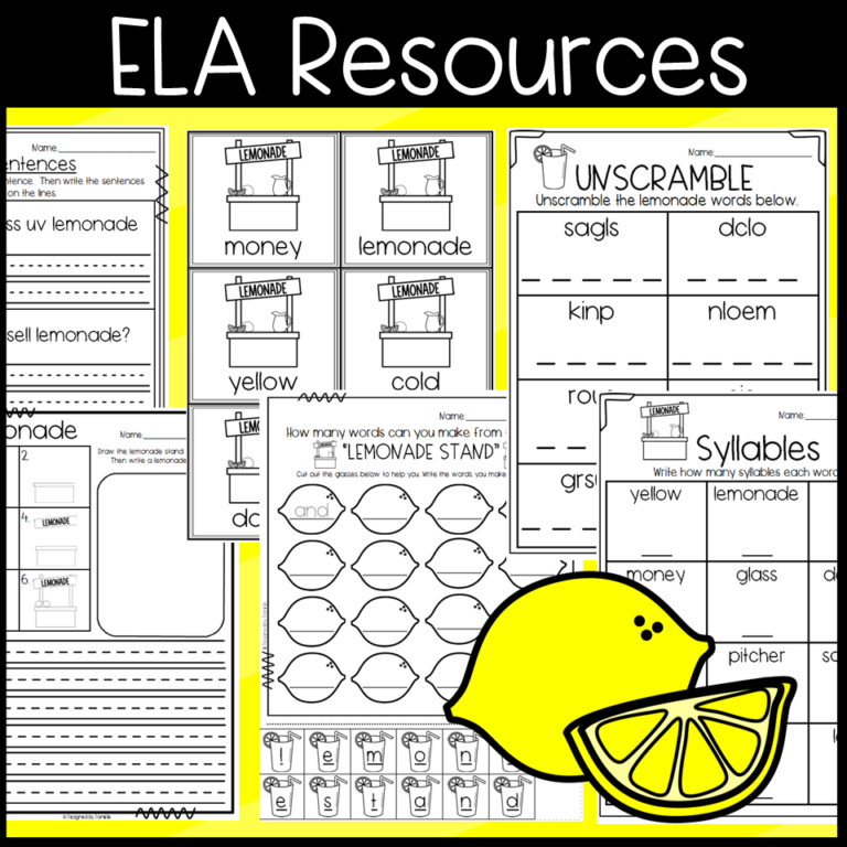 Lemonade Day Themed Activities and Worksheets: End of Year Review ...