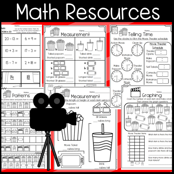 Movie Day Themed Activities and Worksheets: End of Year Review | Made ...