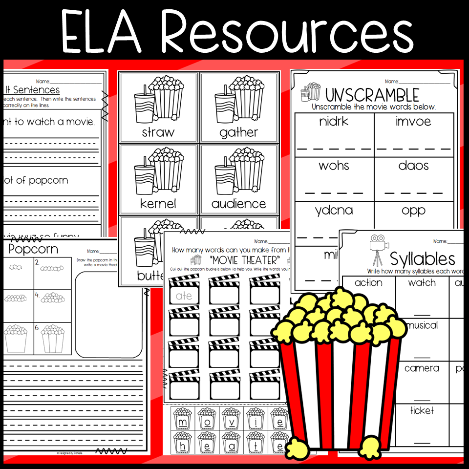 Movie Day Themed Activities and Worksheets: End of Year Review | Made ...