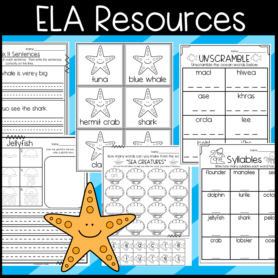 Ocean Animal Day Themed Activities and Worksheets: End of the Year ...