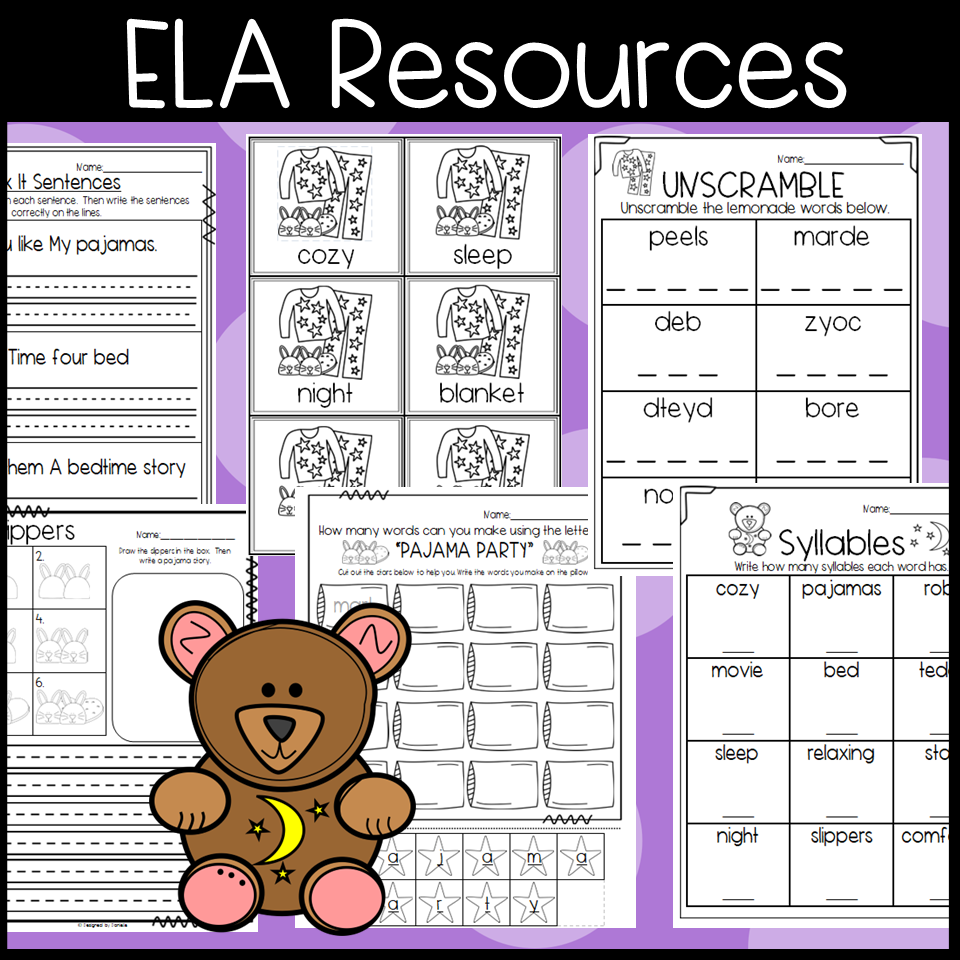 Pajama Day Themed Activities and Worksheets: End of the Year Review ...