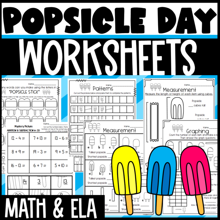 Popsicle Day Themed Activities and Worksheets: End of the Year Review ...